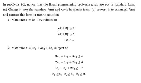 Solved In Problems 1 2 Notice That The Linear Programming