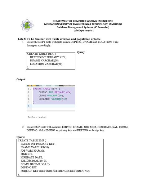 lab 4 tasks table creation solved pdf table database data model