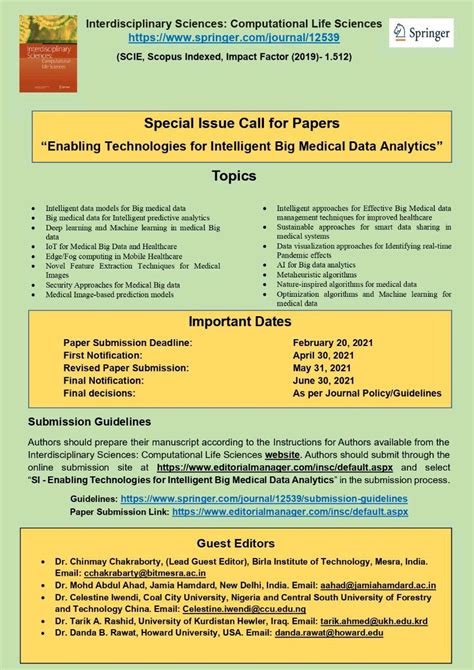 Dr Mohd Abdul Ahad On Linkedin Medical Dataanalytics Specialissue Bigdata Ai