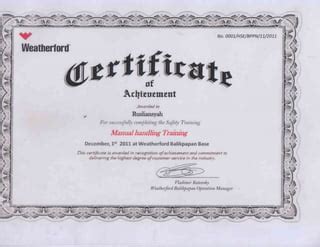 Certificate Manual Handling PPT