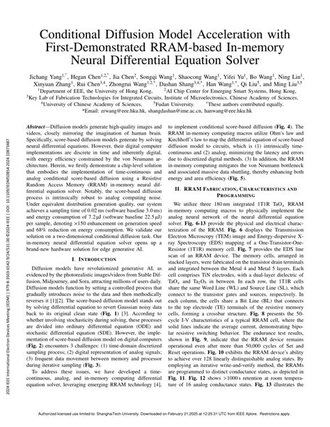 Pdf Conditional Diffusion Model Acceleration With First Demonstrated Rram Based In Memory