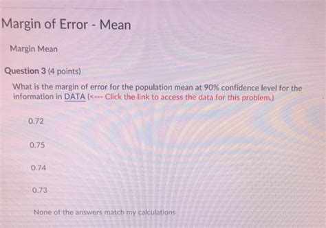 Solved Margin Of Error Mean Margin Mean Question Chegg