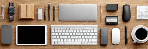 Minimal Workspace Showcasing Ergonomic Setup With Productivity Items For Optimized Work