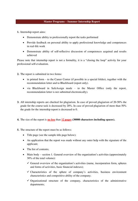 Internship Report Template Templates At