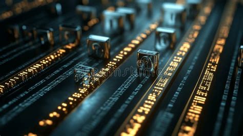 Glowing Padlocks Embedded In Flowing Binary Code Streams Illustrate The