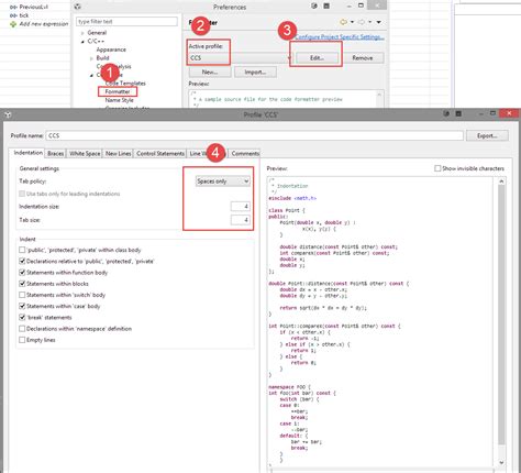autocompletion uses tabs how to force it using spaces code composer