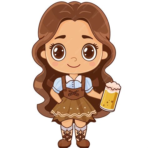 Premium Vector A Cartoon Girl With A Beer And A Beer