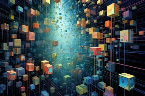 abstract 3d illustration of technology background with cube and light