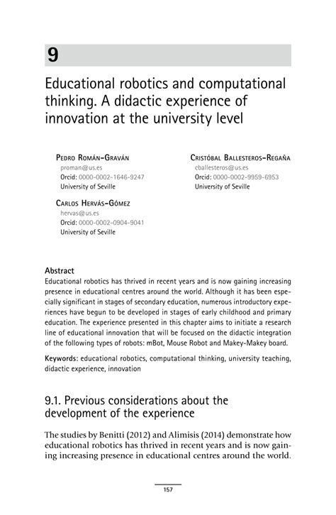 Pdf Educational Robotics And Computational Thinking A Didactic