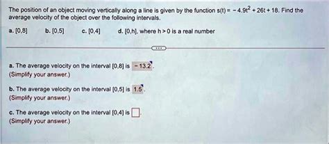 solved the position of an object moving vertically along a line is