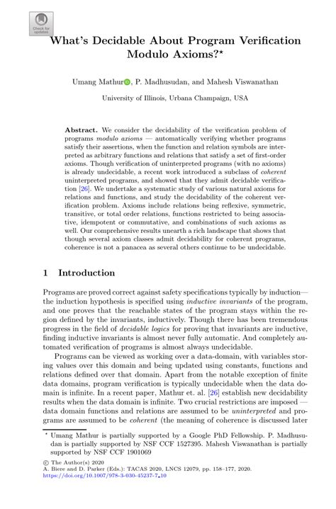 Pdf Whats Decidable About Program Verification Modulo Axioms