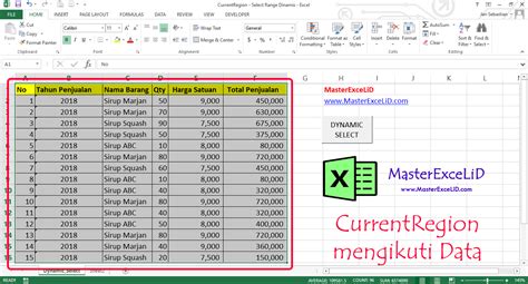 Vba Excel Dynamic Select Menggunakan Currentregion Masterexcelid