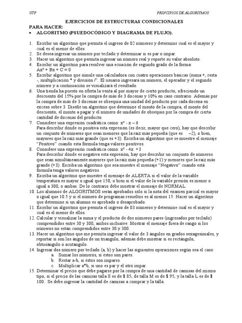 Ejercicios Con Estructuras Condicionales Pdf Algoritmos Triángulo