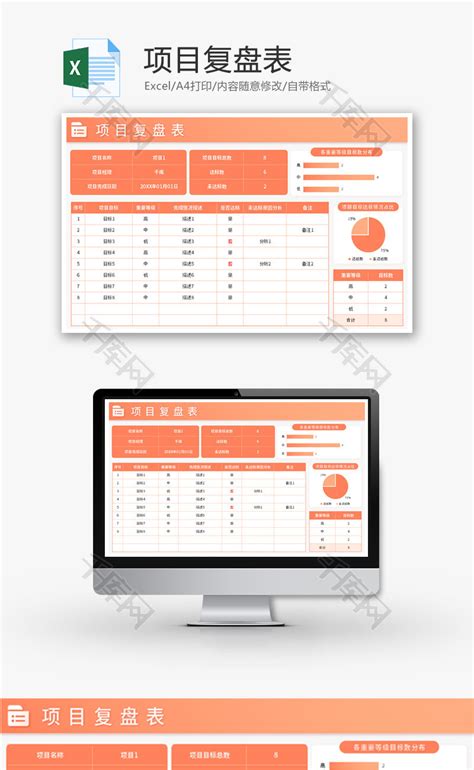 项目复盘表excel模板 免费excel表格模板下载 千库网
