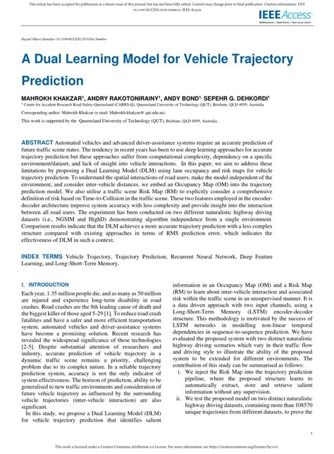 Pdf A Dual Learning Model For Vehicle Trajectory Prediction