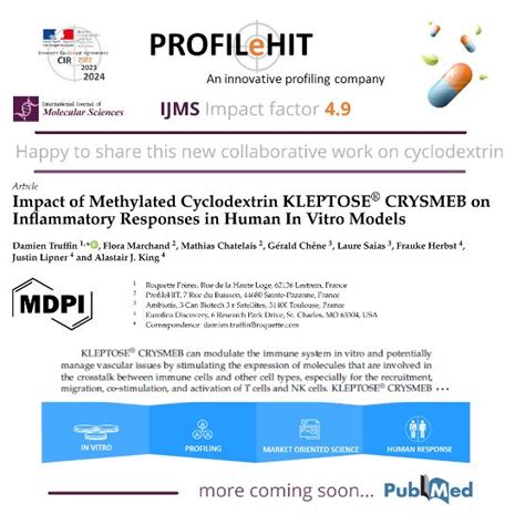 Impact Of Methylated Cyclodextrin Kleptose® Crysmeb On Inflammatory Responses In Human In Vitro