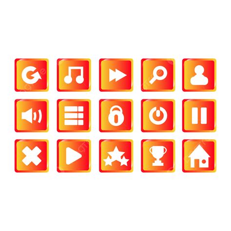 Game Button Set Design Transparent Game Button Pause Game Button Set Transparent PNG And