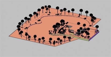 3d Model Of Bungalow And Lawn Detail Cad Block Autocad File