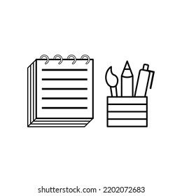 Set Education Icons Stationary Outline On Stock Vector Royalty Free Shutterstock