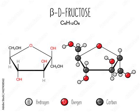 Beta Fructose Skeletal And Flat Representation Skeletal Formula And 2d Structure Illustration
