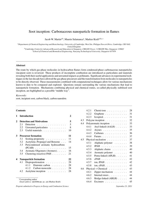 Pdf Soot Inception Carbonaceous Nanoparticle Formation In Flames