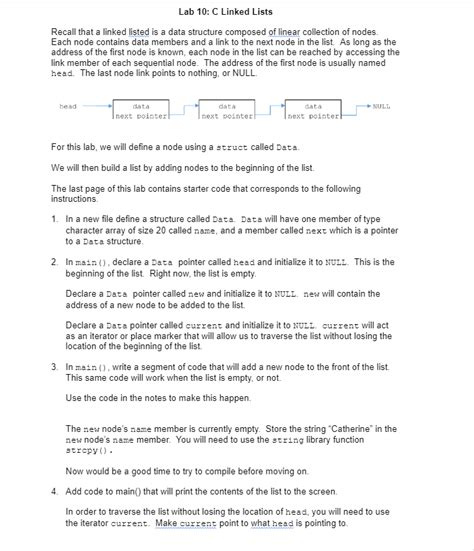 Solved Lab 10 C Linked Lists Recall That A Linked Listed Is