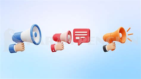 3d 확성기 아이콘 일러스트 공지 알림 Lv2 다운로드 파란펭귄