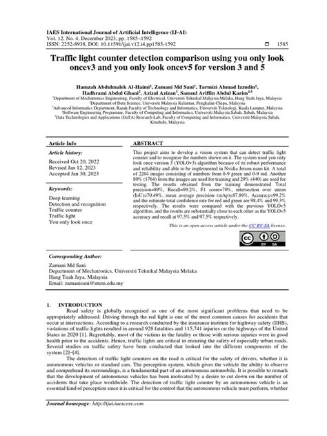 traffic light counter detection comparison using you only look oncev3