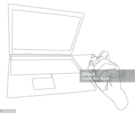 펠트 펜으로 그려진 노트북의 연속 라인 가는 선 그림 벡터 개념입니다 등고선 그리기 창의적인 아이디어 검은색에 대한 스톡 벡터
