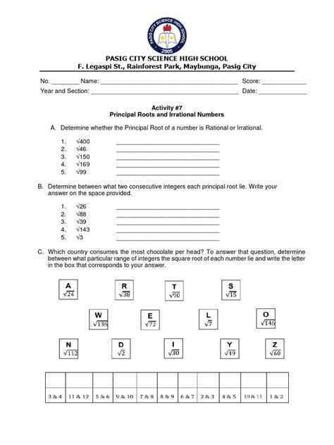 Activity7 And 8 Pdf Square Root Numbers