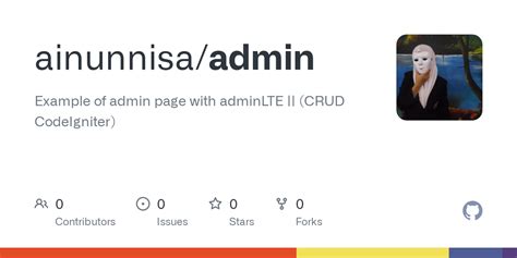 github ainunnisa admin example of admin page with adminlte crud