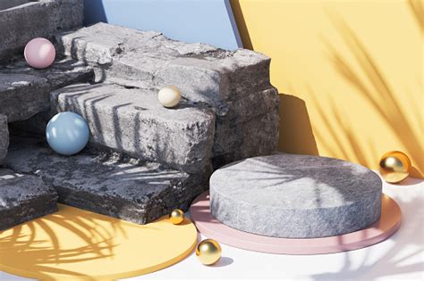 화장품 및 패키지 프리젠 테이션을위한 추상 배경 장면 스톤 포디움 디스플레이 3d 렌더링 0명에 대한 스톡 사진 및 기타 이미지 Istock