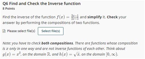 Solved Q Find And Check The Inverse Function Points Find Chegg