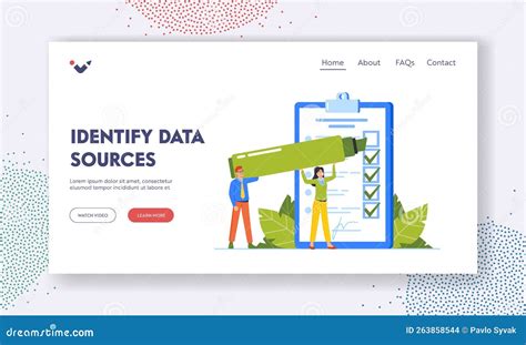 Identify Data Sources Landing Page Template Tiny Characters Fill Questionnaire Form With