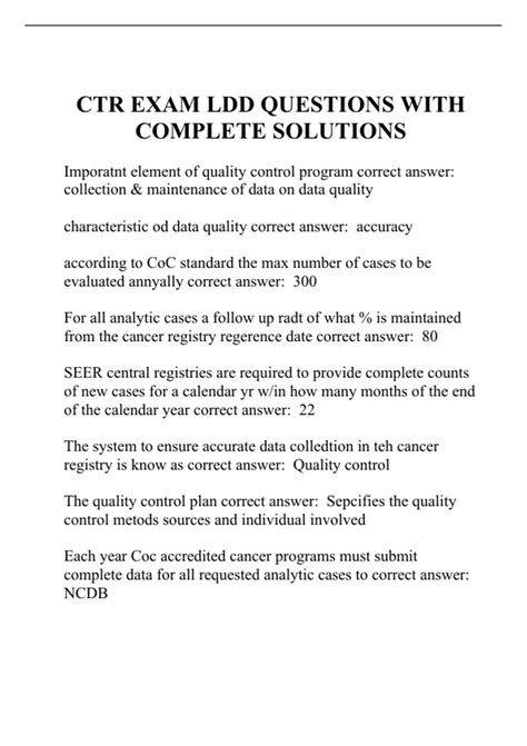 Ctr Exam Ldd Questions With Complete Solutions Ctr Stuvia Us
