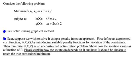 Solved Consider The Following Problem Minimize F X 1 X 2
