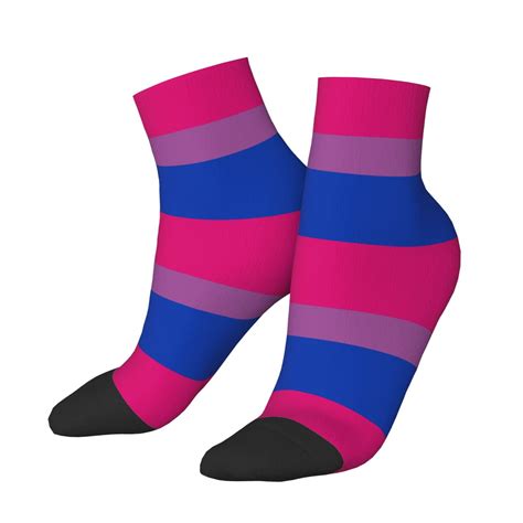 Women Men Athletic Socks Bisexual Pride Flag Cushioned Quarter Ankle