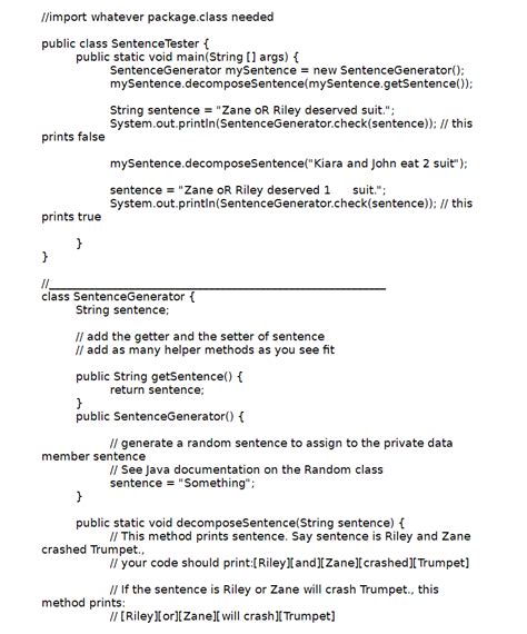 I Need A Java Code That Is A Random Sentence Chegg