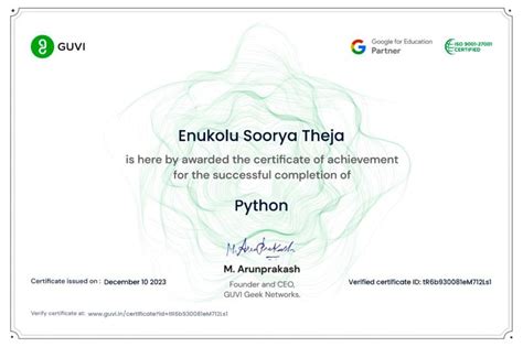 Grateful For My Python Completion Certificate Enukolu Soorya Theja Posted On The Topic Linkedin