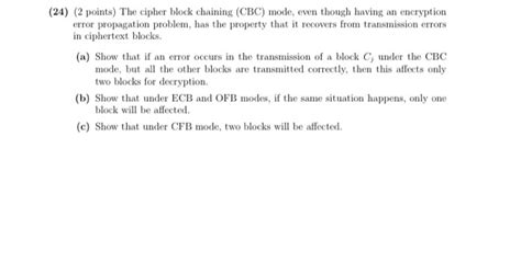 Solved Points The Cipher Block Chaining CBC Mode Chegg