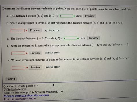 Solved Determine The Distance Between Each Pair Of Points Chegg