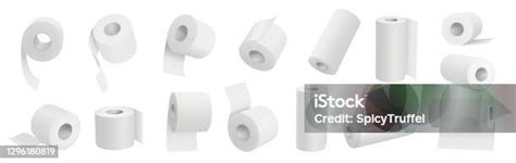 화장지 롤 현실적인 일회용 수건 질감이 있는 표면이 있는 3d 찢어진 냅킨 흡수성 조직은 골판지 실린더에 감겨 있습니다 주방 및 욕실 액세서리 벡터 세트 3차원 형태에 대한