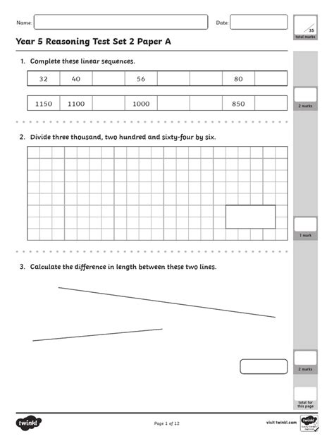 Year 5 Reasoning Test Set 2 Paper A Pdf Mathematical Concepts Graph Theory