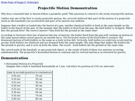 Projectile Motion Demonstration Lesson Plan For 9th 11th Grade Lesson Planet