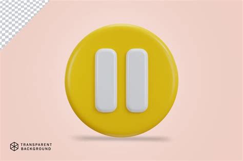 Premium Psd Pause Symbol With 3d Yellow Button Icon 3d Rendering Illustration