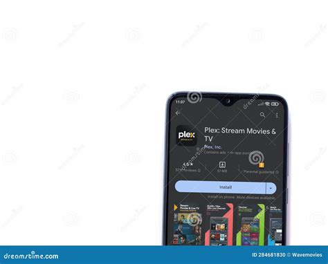 Plex App Play Store Page On Smartphone On White Background Editorial