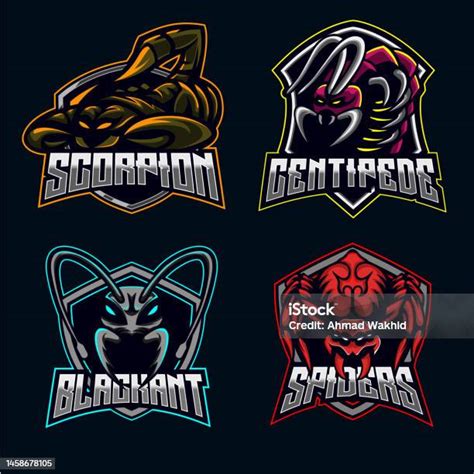 곤충 캐릭터 세트 전갈 지네 개미 거미 E스포츠 마스코트 엠블럼 디자인 번들 세트 아이콘 컬렉션 벡터 일러스트 레이 션 게임 팀
