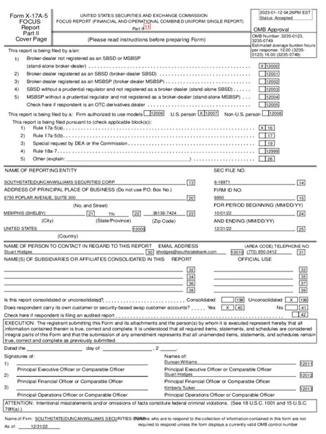 Fillable Online Rule 17a 5 Form X 17a 5 Focus Report Fax Email Print