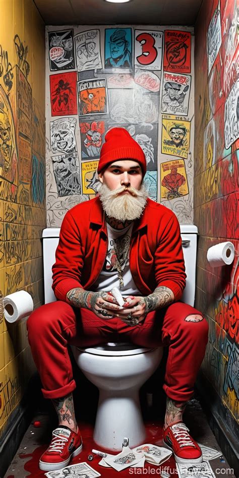 Vagrant Young Man On Toilet Scene Stable Diffusion Online