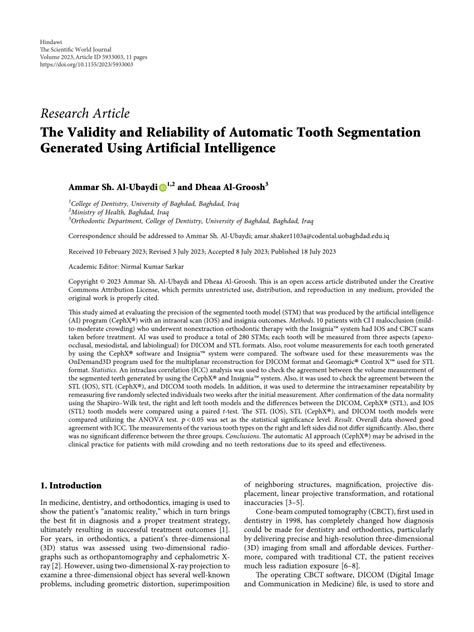 pdf the validity and reliability of automatic tooth segmentation